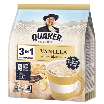 Quaker 3 in 1 Oat Cereal Drink Vanilla 15 Sachets x 28g (420g) | Shopee ...