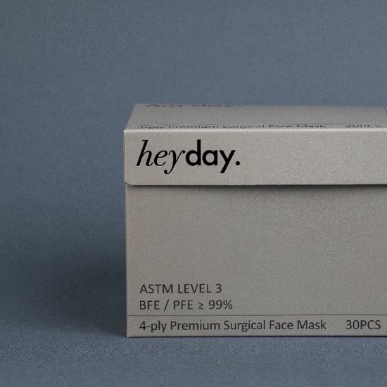 Heyday 4-Ply Surgical Face Mask - Metal Grey (30 pcs) | Shopee Malaysia