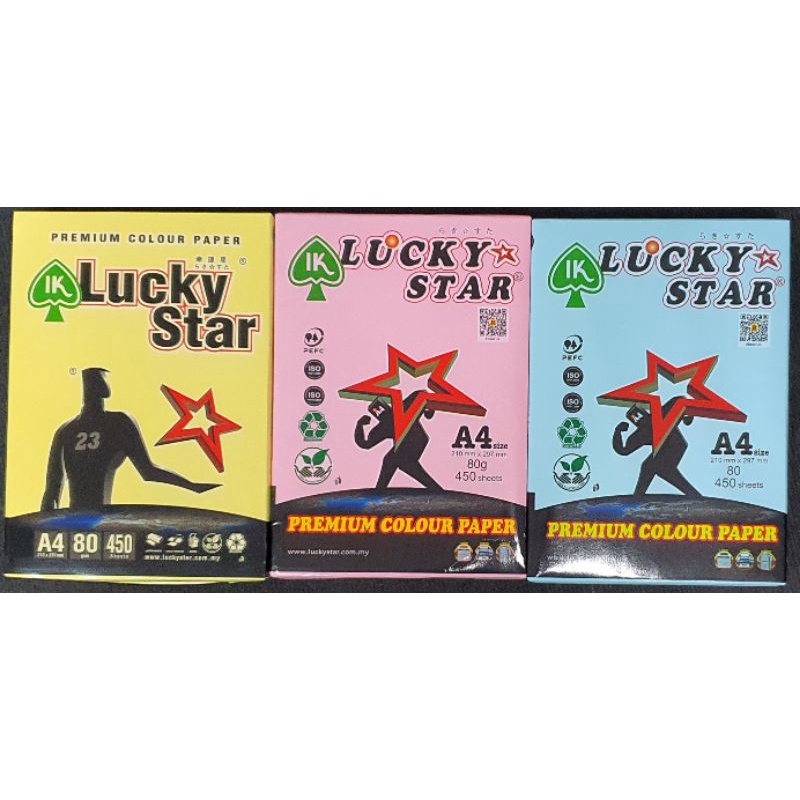 ORIGINAL IK LUCKY STAR A4 SIZE PREMIUM COLOUR PAPER | Shopee Malaysia