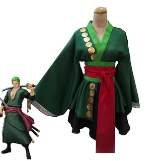 Anime One Piece Roronoa Zoro Kimono Cosplay Costume Zoro Robe Dress ...