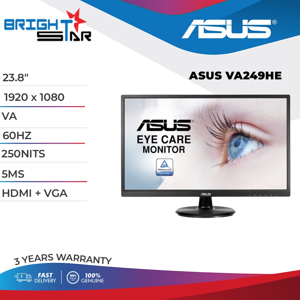 ASUS 24" ASUS VA249HE EYE CARE MONITOR/ 23.8" VA / 1920x1080@75HZ FHD ...