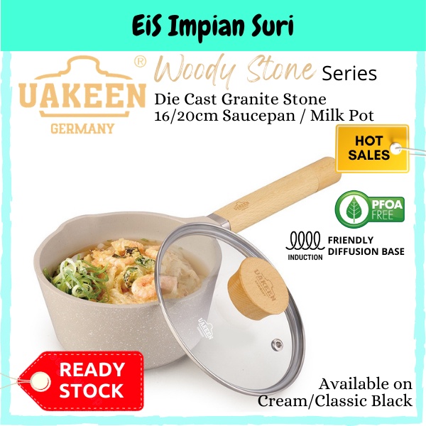 (Ready Stock!!) Uakeen Germany 16/20cm Granite Non Stick Saucepan with ...