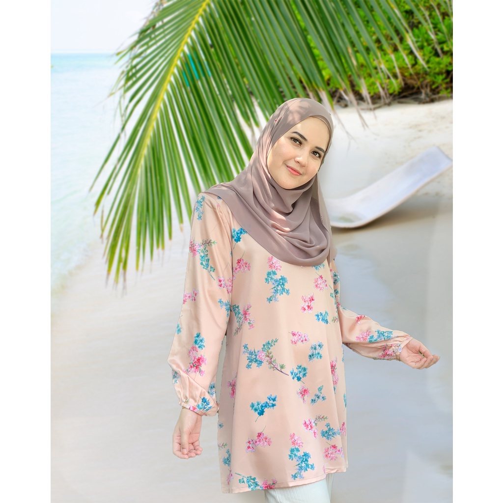 3 for RM100 Darieya Muslimah Blouse 1 warna Bubble Satin Material ...