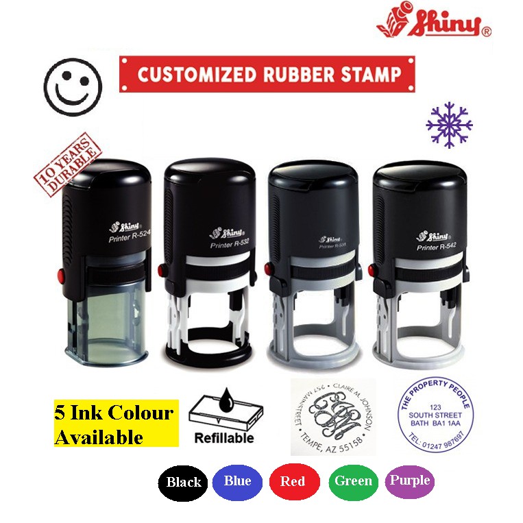 CUSTOMIZED Shiny ROUND CIRCLE SHAPE Self Inking Stamp - Shiny R512 to R542 Printer Line | Shopee ...
