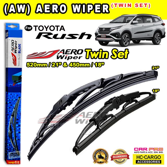 Toyota Rush Aero Wiper (AW) Blade 1 PAIR ECONOMY TWIN Set (U-Hook Type ...