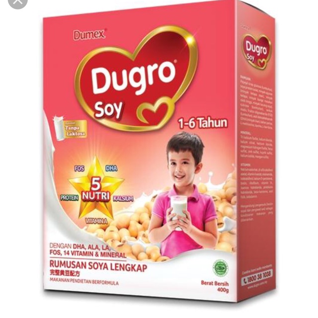 DUGRO SOY 1-6 YEARS OLD 400g EXP: 07/2020 (2x 200g) | Shopee Malaysia