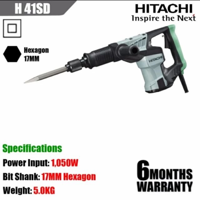 Hitachi H41SD Demolition Hammer 1050W 17mm Hex | Shopee Malaysia