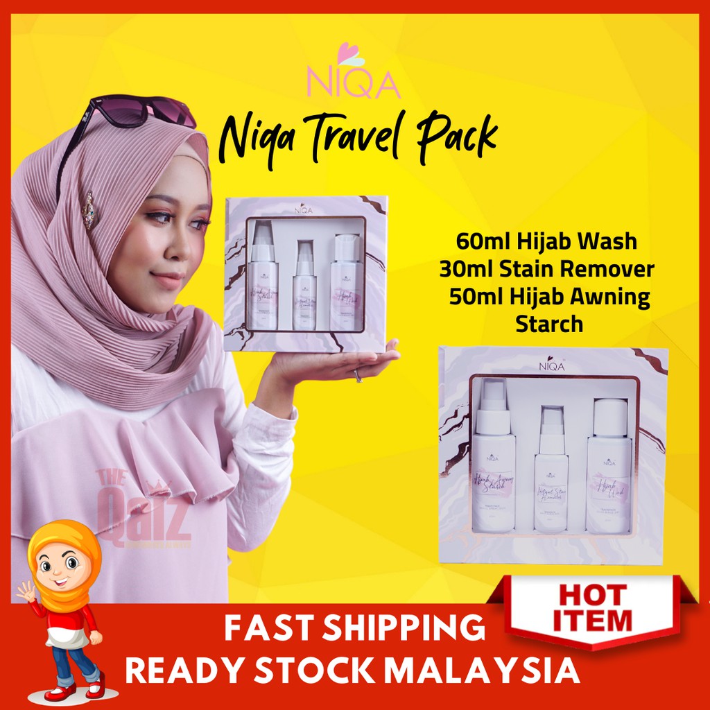Niqa Hijab Wash Travel Pack Sabun Basuh tudung Spray Awning Stain ...