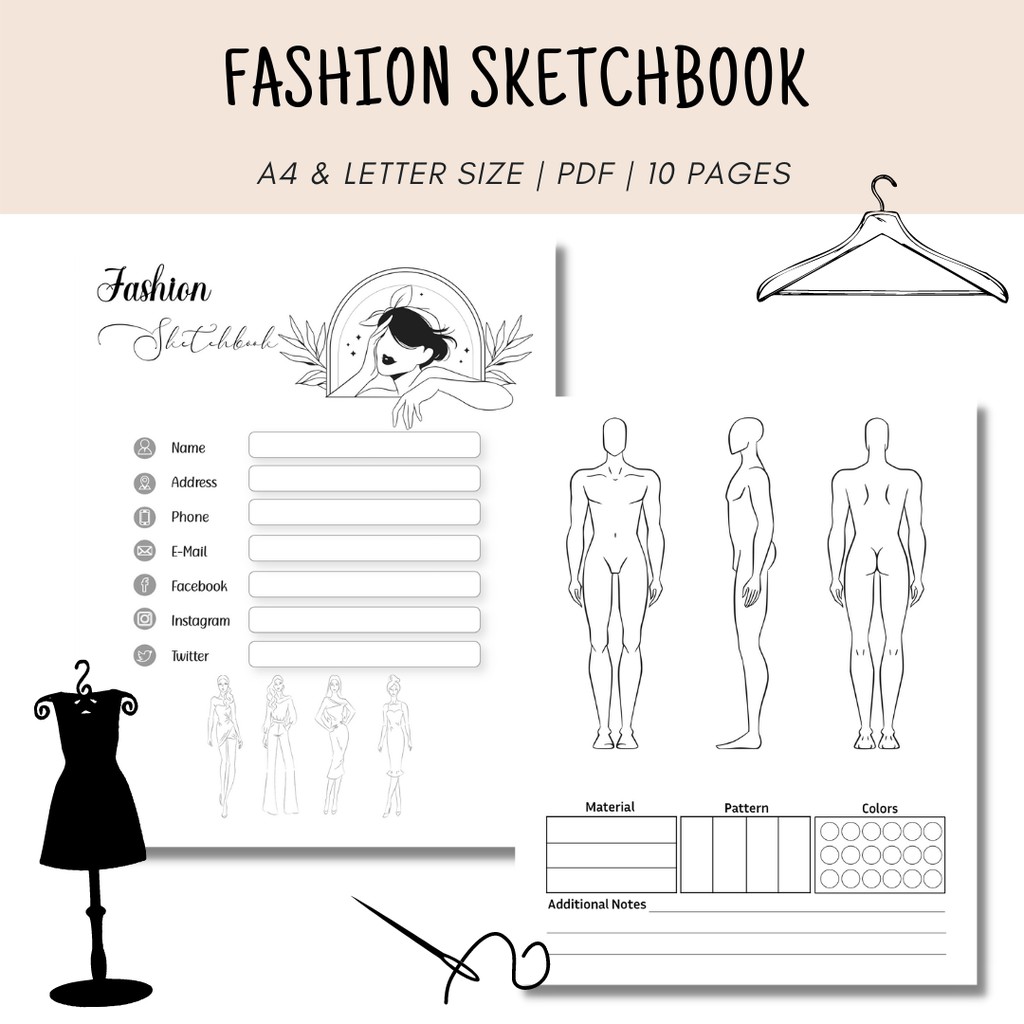 Fashion Sketchbook, Sewing Journal, Ukuran Badan, Buku Ukuran Jahitan ...