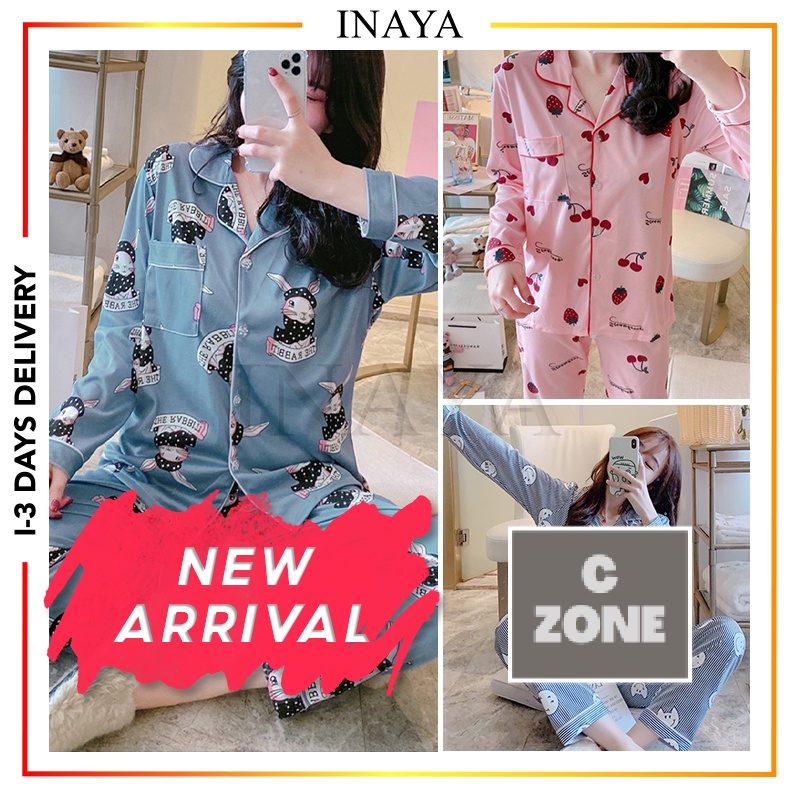 Korean Style Women Pyjamas Nightwear (Cotton) | Baju Tidur Cotton ...