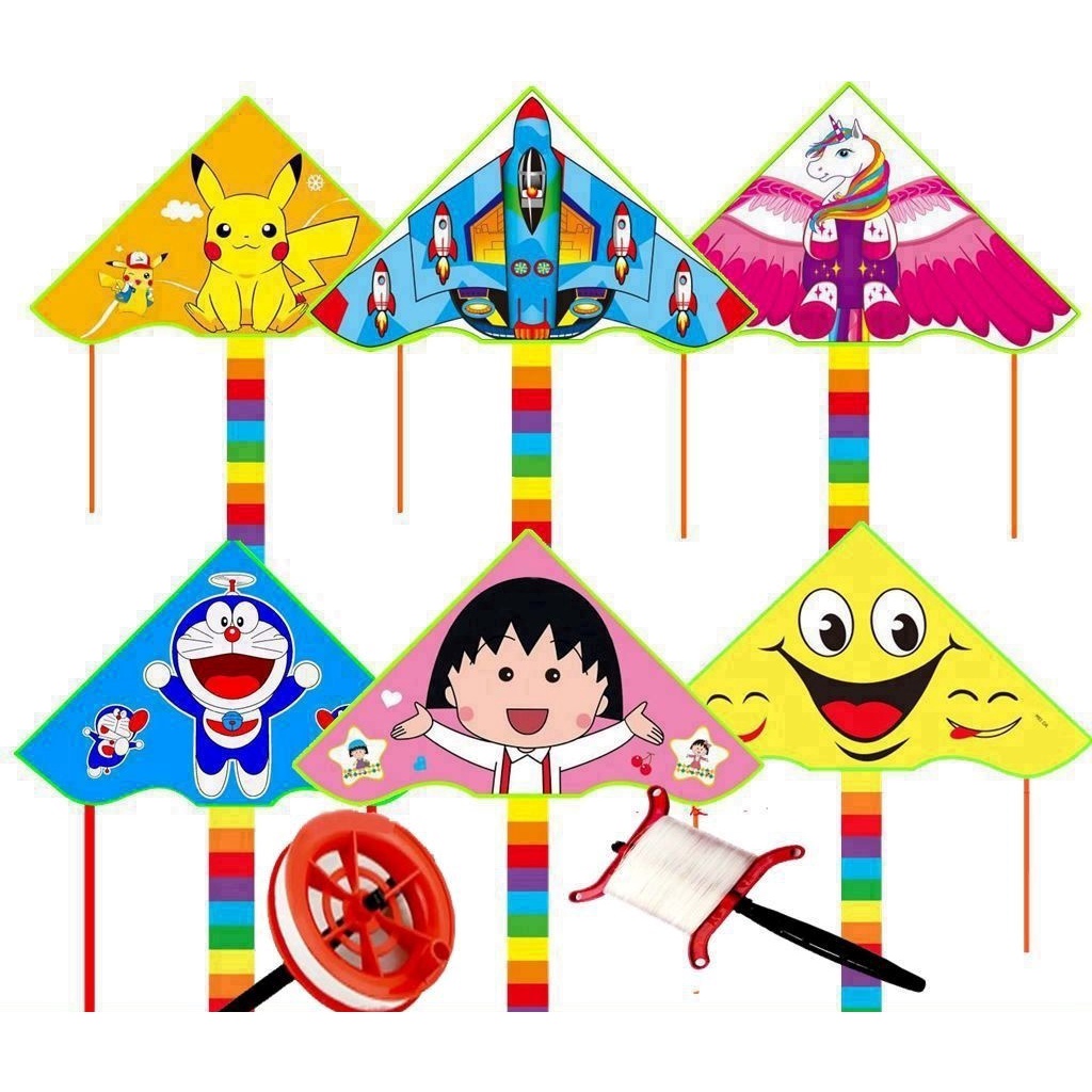 Layang Layang Flying Kite with tail Cartoon spiderman hello kitty ...