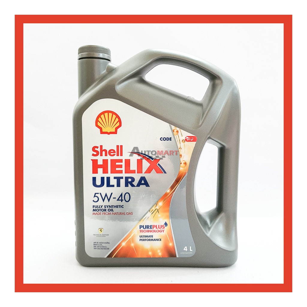 ORIGINAL SHELL HELIX ULTRA 5W40 FULLY SYNTHETIC ENGINE OIL 4L WITH ...