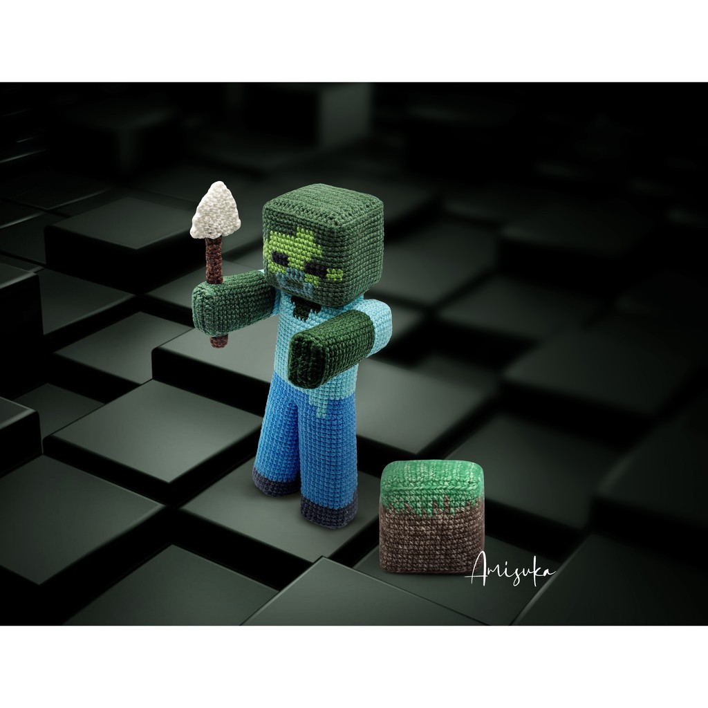 Amisuka Handmade | Crochet Minecraft Zombie & Minecraft Grass Block ...