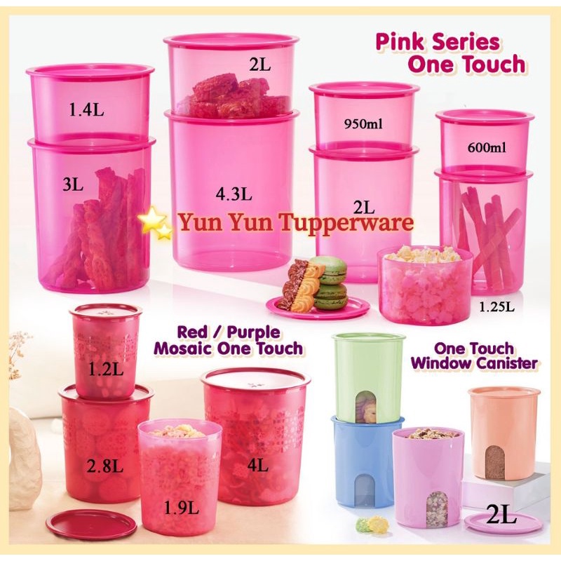 Tupperware One Touch Topper / Canister - 600ml/950ml/1.2L/1.25L/1.9L/2L/2.8L/3L/4L/4.3L | Shopee ...