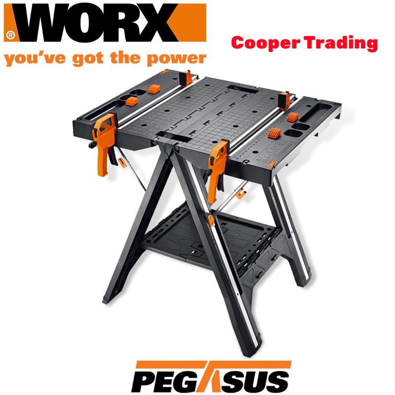 WORX WX051 Pegasus Folding Work Table & Sawhorse with Quick Clamps ...