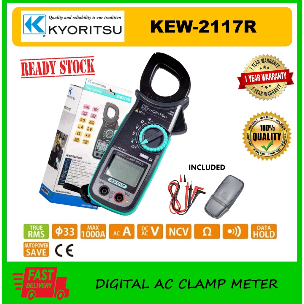 KYORITSU KEW2117R AC DIGITAL CLAMP METER (100% ORIGINAL) | Shopee Malaysia