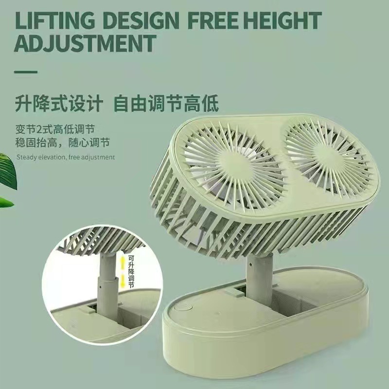 FY050 Double Motor Folding Table Top Fan / Portable Rechargeable Mini ...