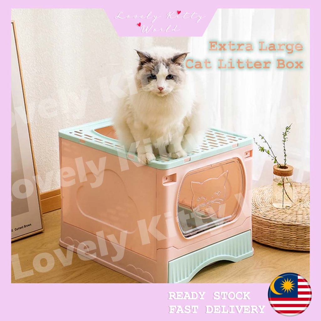 Cat Litter Toilet Box Jumbo Hooded Tempat Bekas Pasir Berak Kucing ...