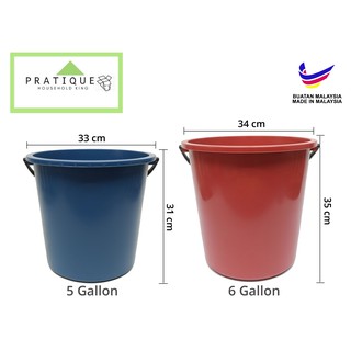 1-6 gallon Plastic Pail / Bucket / Baldi Air/ Bakul/ Tong Mop/ Tong ...
