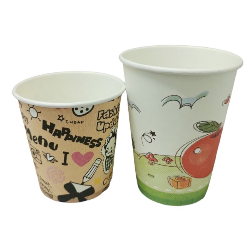 (50pcs) Disposable Printing Hot and Cold Drink Paper Cup /Cawan Kertas ...