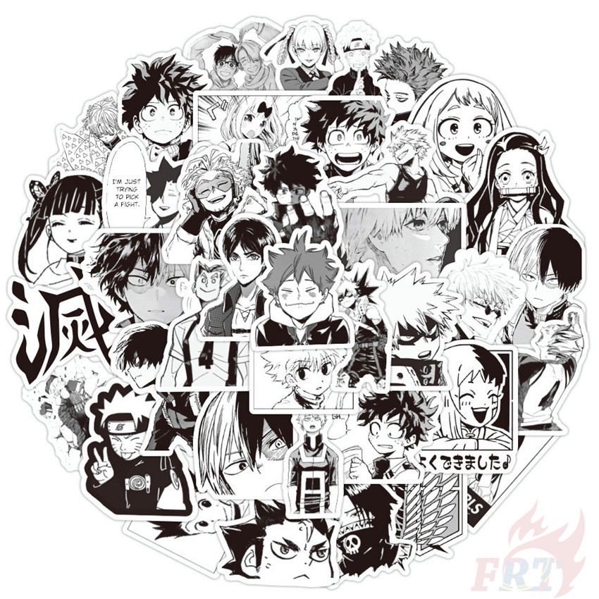 50Pcs/Set Classical Black & White Anime Cartoon Series 02 Mixed ...