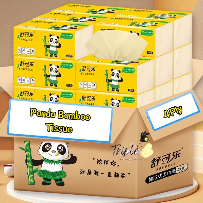 TripleGC. Panda Bamboo Tissue Soft Facial 4 ply Tissue Paper toilet ...