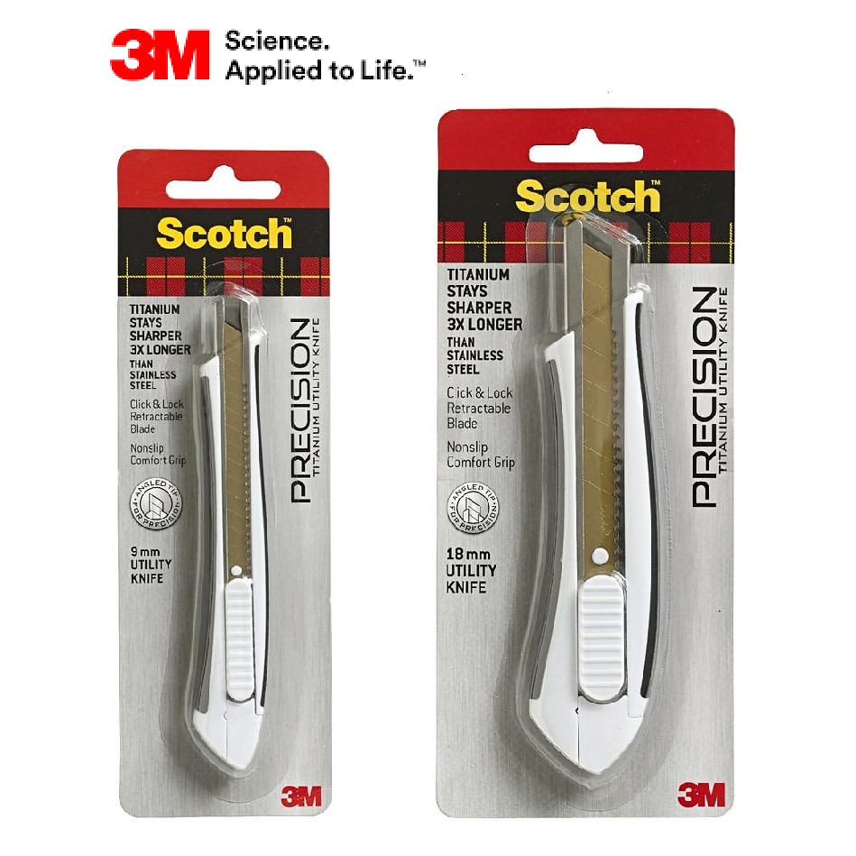 3M Scotch Precision Titanium Utility Knife Hand Cutter 9mm / 18mm ...
