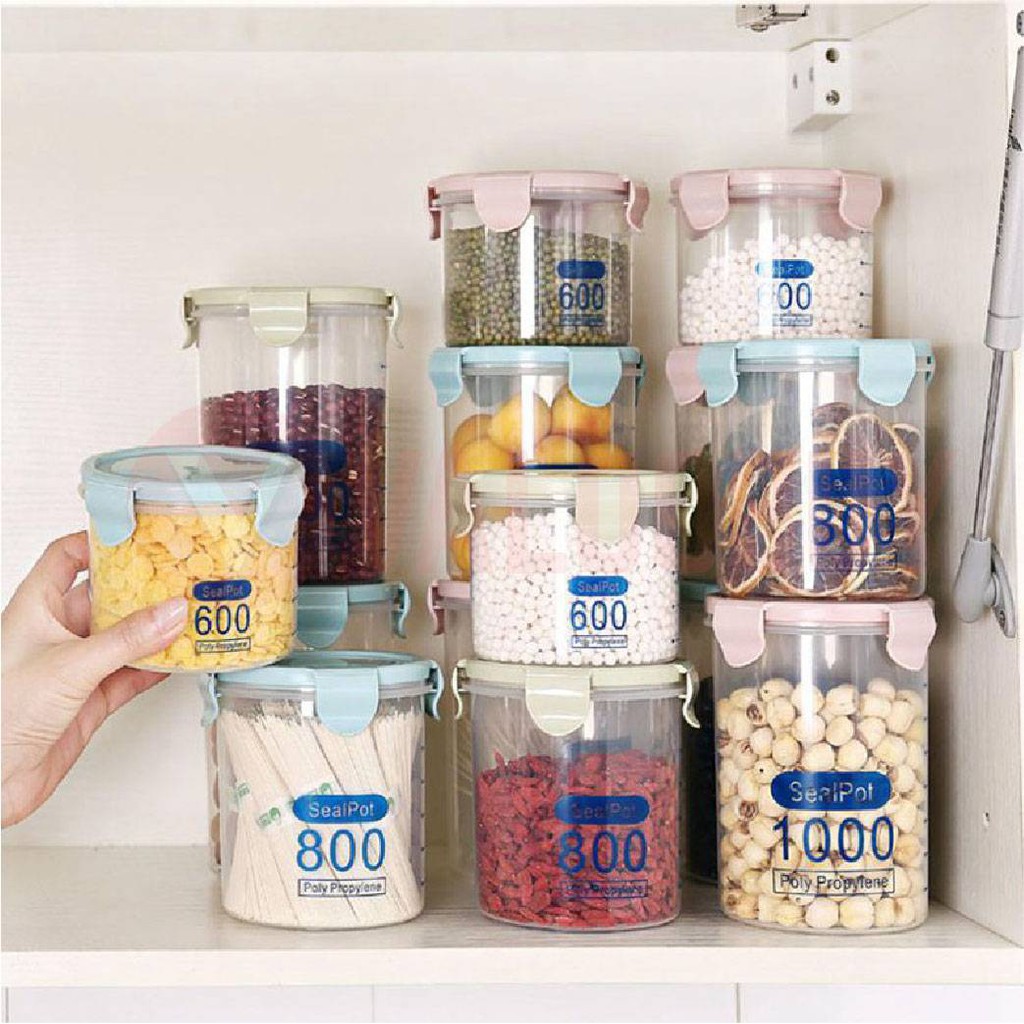 BEKAS PLASTIK BULAT 600ML / 800ML / 1000ML KEDAP KEDAP UDARA BEKAS ...