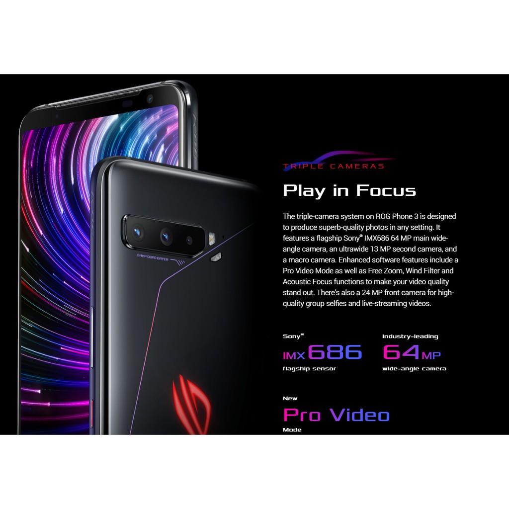 Asus ROG 3 5G Gaming Phone (6.59 Strix Version 12GB + 128GB | PGMall
