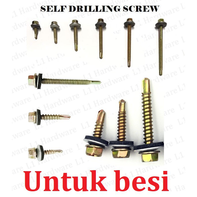 Skru Oning Awning Skru Atap Skru Bumbung Ikat Skru Besi / For Iron Hex ...