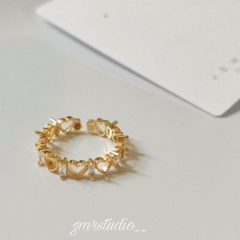 [Ready Stock] 14k Gold Plated Adjustable Simple Ins Style Love Shape ...