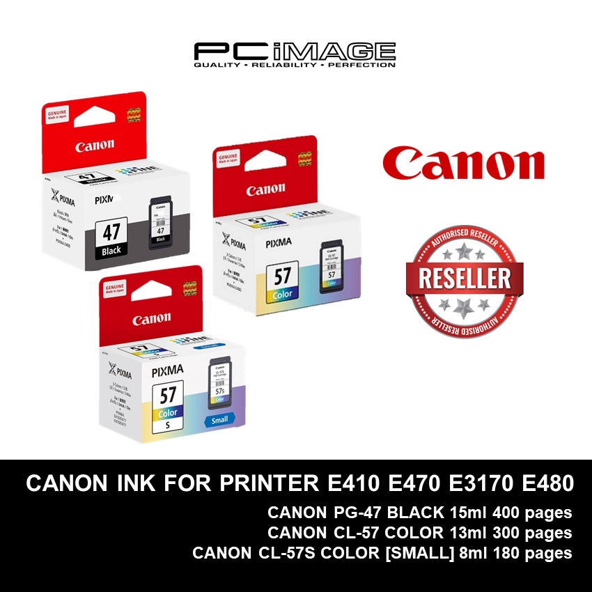 CANON ORIGINAL INK PG-47 Black , CL-57 COLOR , CL-57s COLOR FOR PRINTER ...