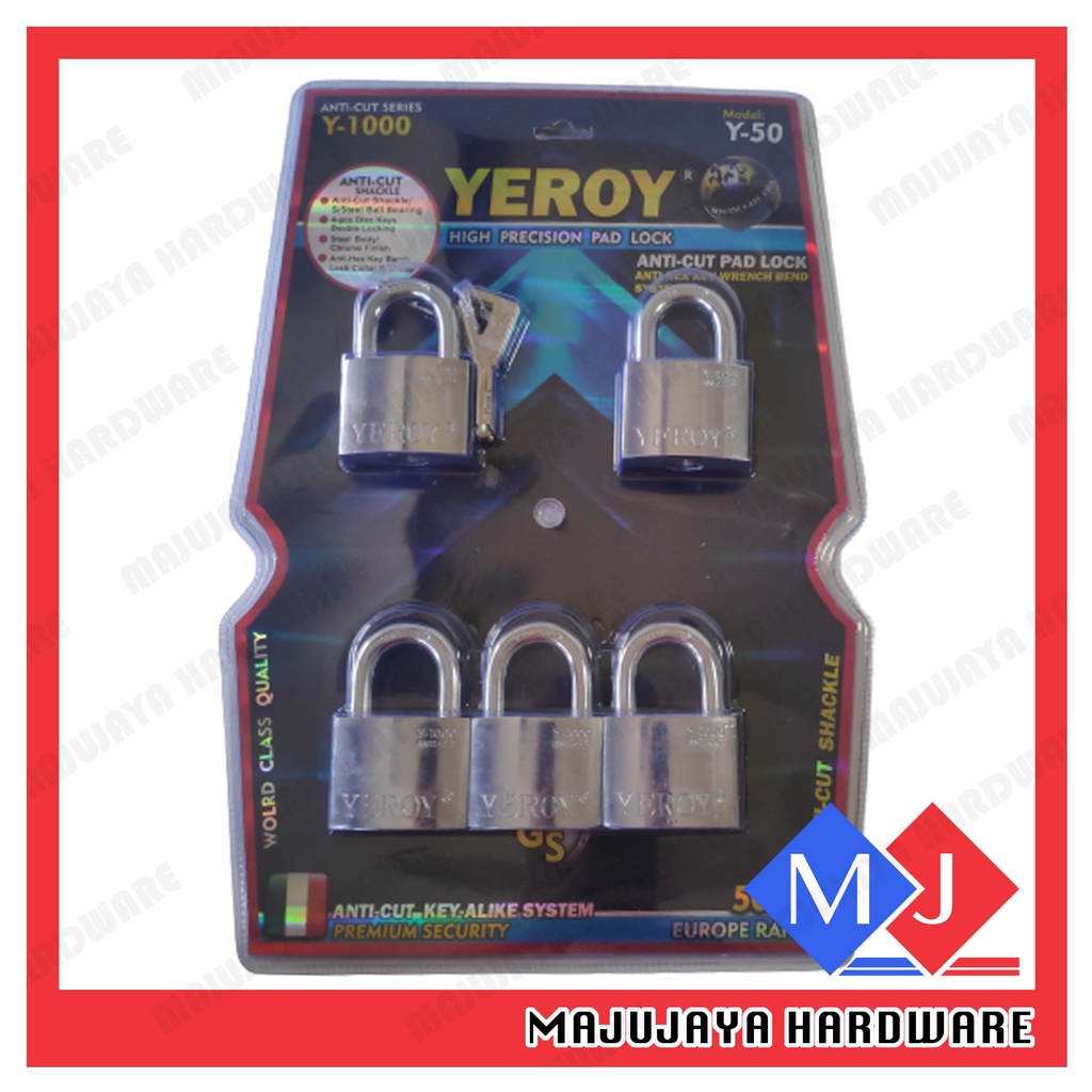 YEROY Y-1000 Anti Cut Key Alike Master Key Padlock Set Y-50 ITALY Anti-Cut PadLock Heavy Duty ...