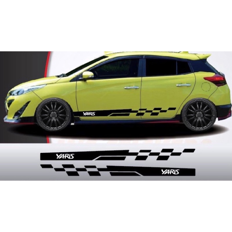 (Ready Stock)S359# Toyota Yaris Car Side Body Vinyl Decal Stripe ...