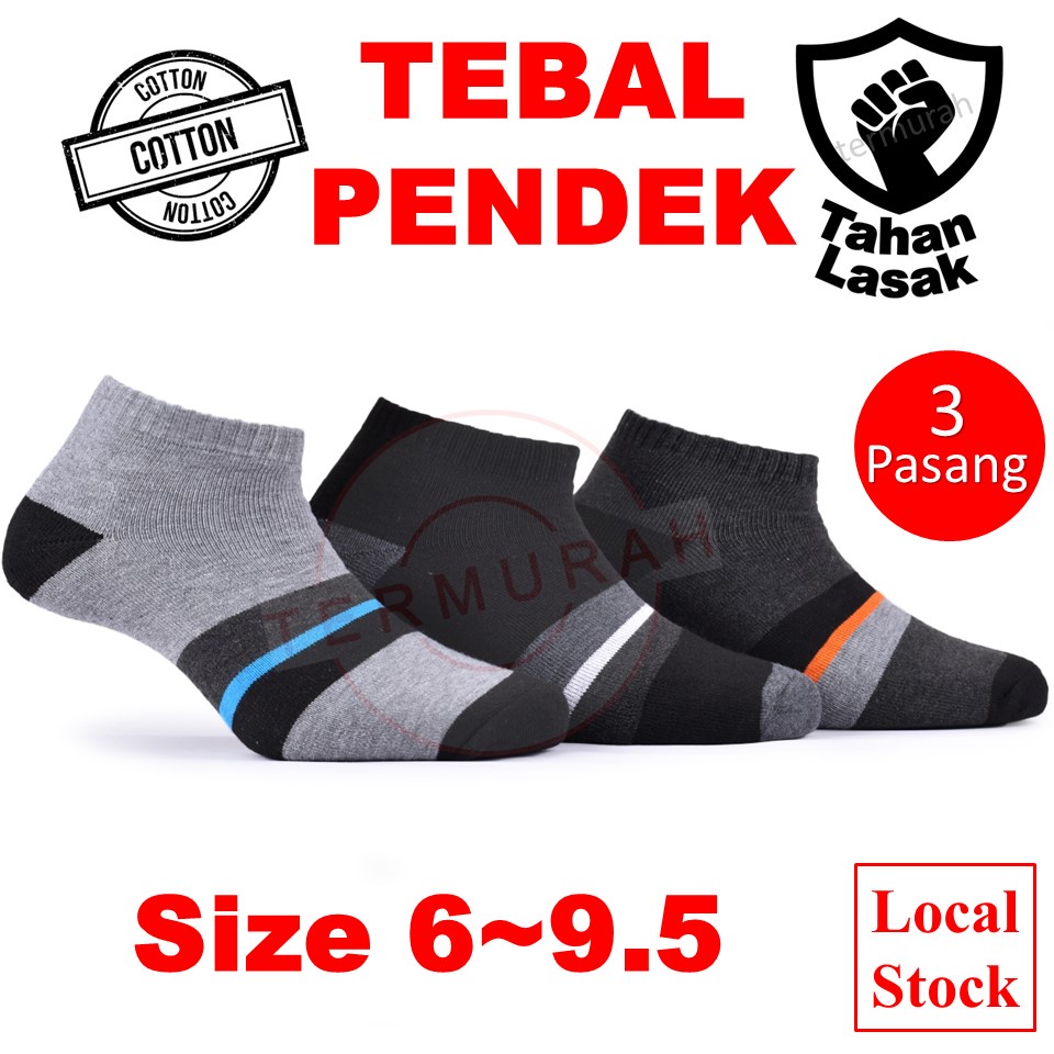 Stoking Stokin Pendek Ankle Kerja Lelaki Cotton Short Socks Ankle Thick ...