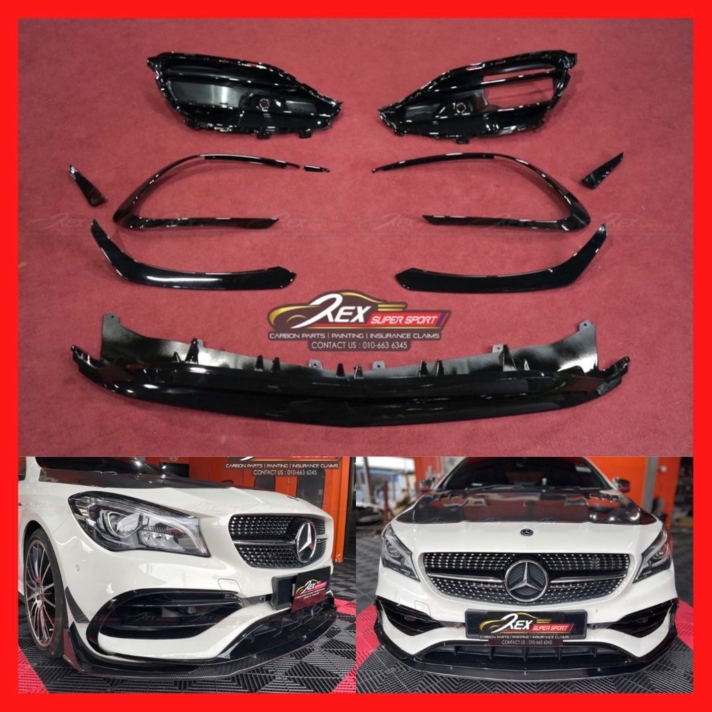 Mercedes CLA W117 180 200 250 45 AMG Facelift Canard And Air-Vent Front ...