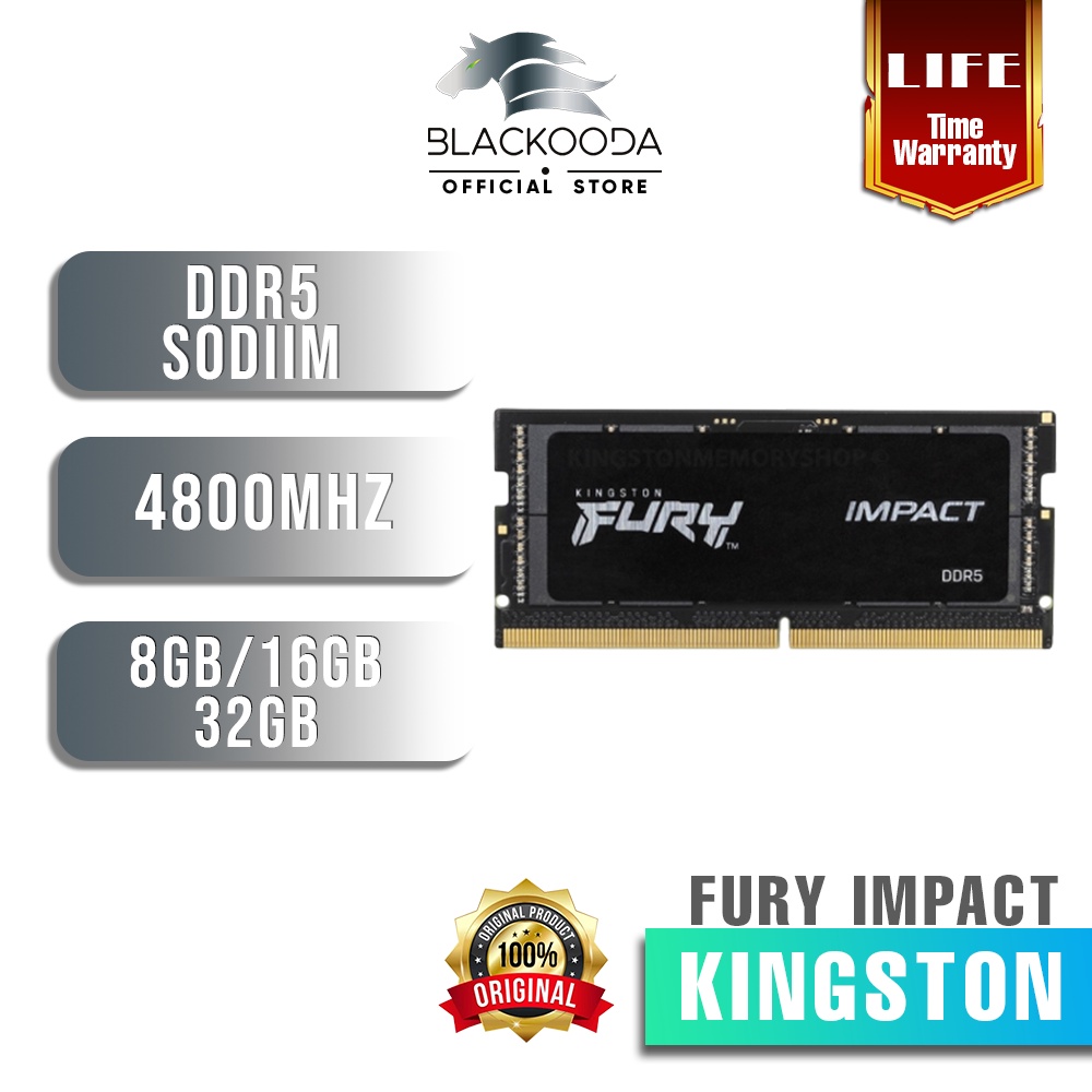 Kingston Fury Impact DDR5 Memory 4800MHz CL38 Notebook Gaming SODIMM RAM (8GB/16GB/32GB ...