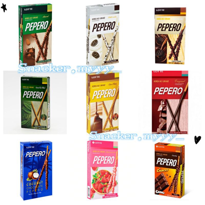 Pepero Lotte Chocolate Cookie Box +Made in Korea+ All Flavour (9 ...