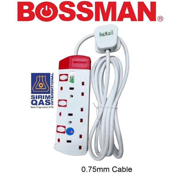 BOSSMAN (SIRIM) TRAILING SOCKET ELECTRICAL EXTENSION WIRE PLUG PALAM ...