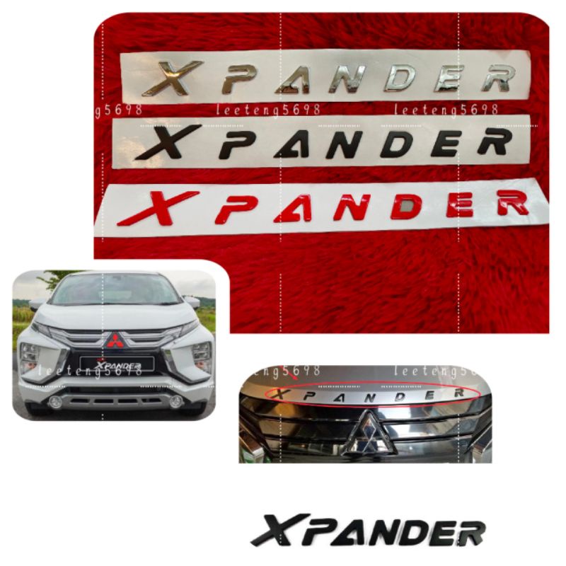 Emblem Mitsubishi XPANDER Logo Bonnet Wording (Red/Chrome/Matte Black ...
