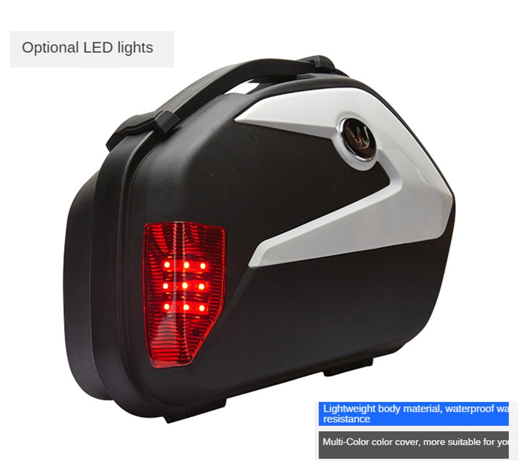 KAWASAKI WATERPROOF V35 SIDE BOX ABS PLASTIC WITH LED LIGHT HARD SHEILD ...