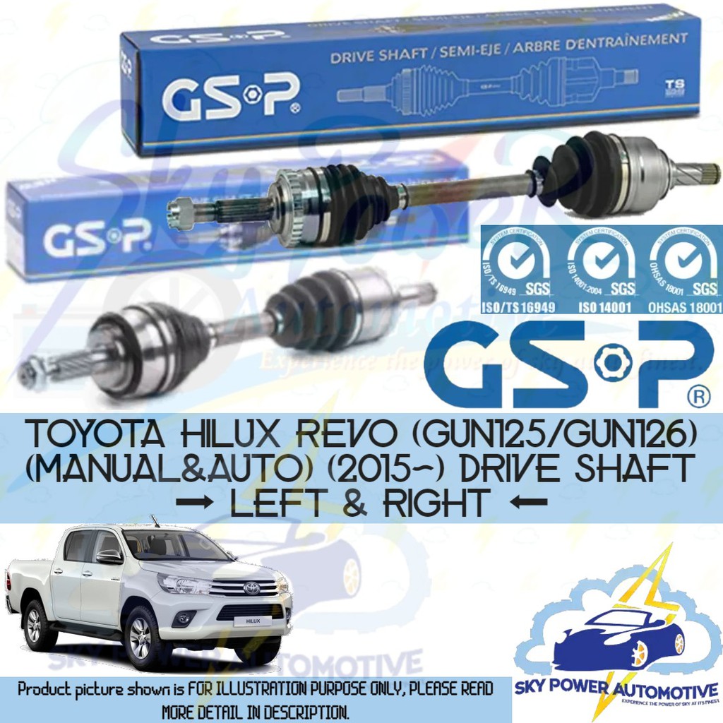TOYOTA HILUX REVO GUN125 GUN126 (MANUAL & AUTO) (2015~) GSP DRIVE SHAFT ...