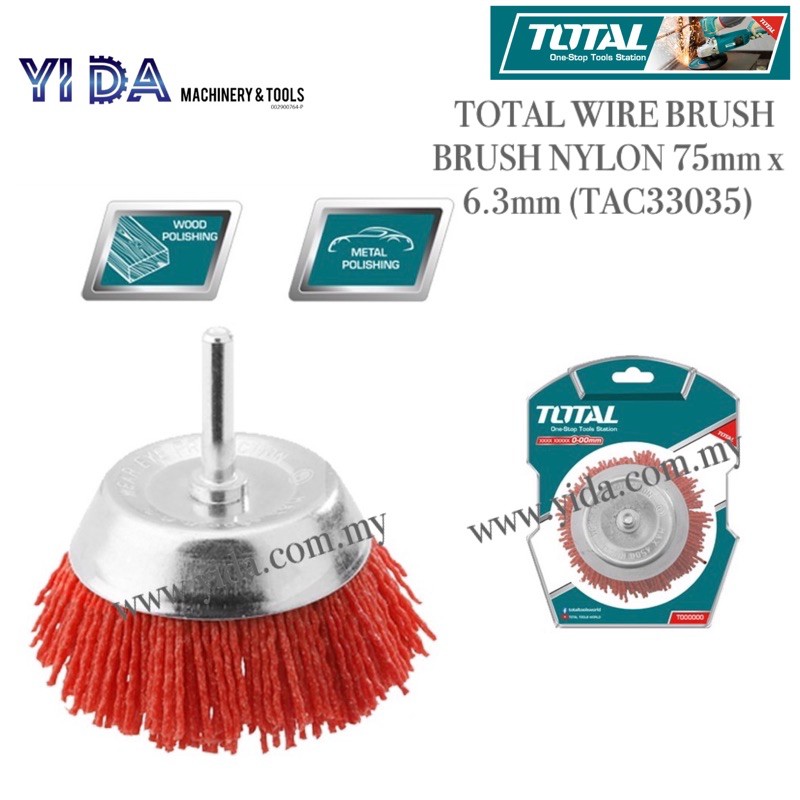 TOTAL WIRE BRUSH BRUSH NYLON 75mm x 6.3mm (TAC33035) | Shopee Malaysia