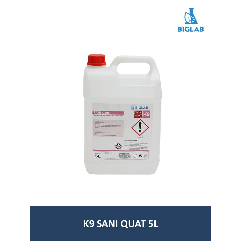 BIGLAB K9 SANI QUAT 5L (SANITIZER, DEODORIZER & DISINFECTANT) | Shopee ...