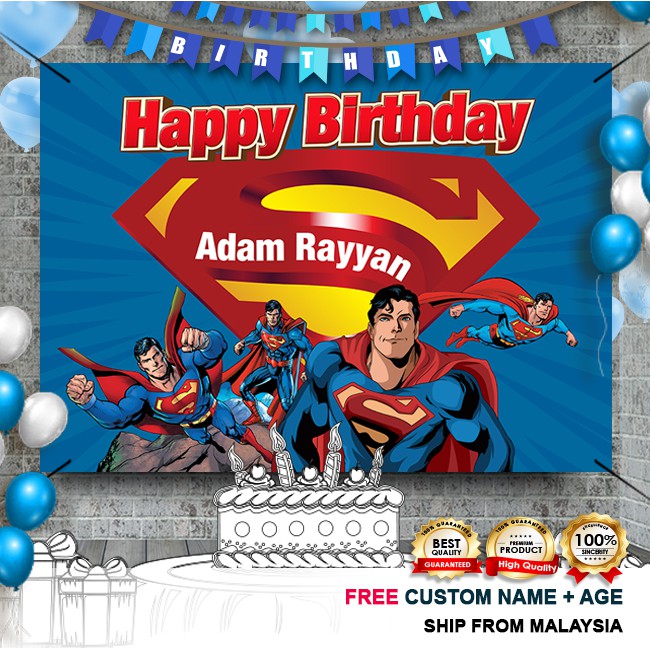 Birthday Banner / Birthday Backdrop / Hari Jadi - Superman | Shopee ...