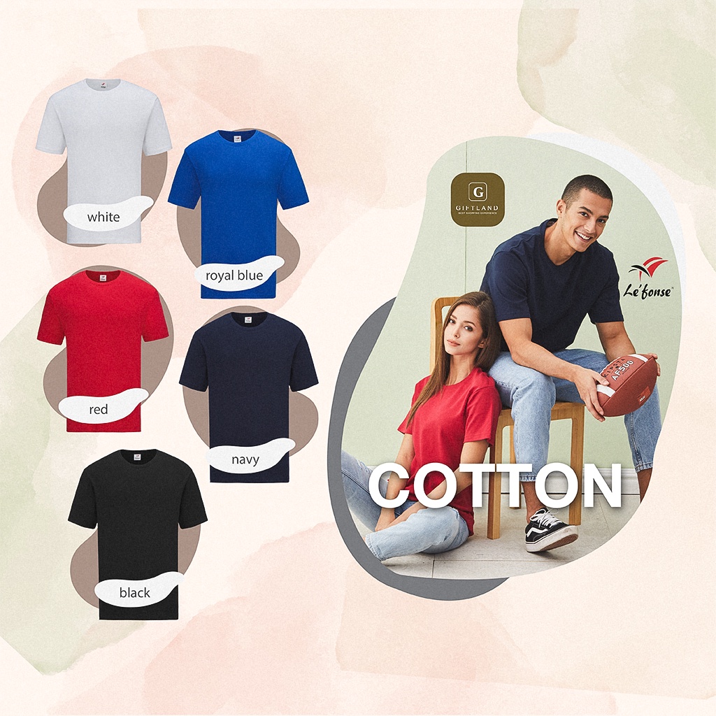 LeFonse Unisex 220gsm Supreme Cotton Interlock Round Neck TShirt Baju ...