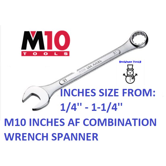 M10 TOOLS INCHES AF COMBINATION WRENCH SPANNER, 1/4-1-1/4'' INCHES SPANNER | Shopee Malaysia