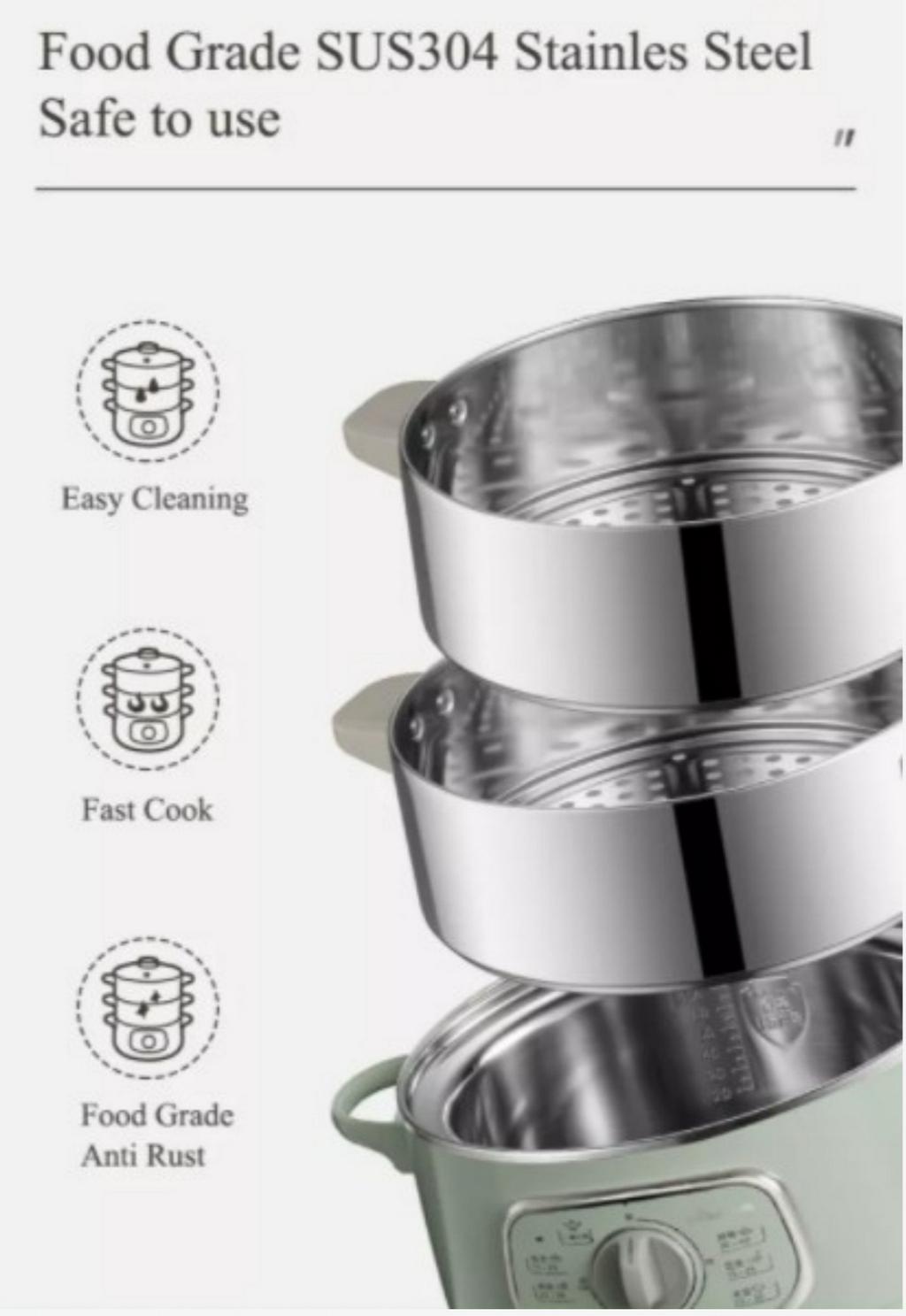 10L Food Steamer | Cook, Steam, Boil, and Hot Pot | Bear Malaysia