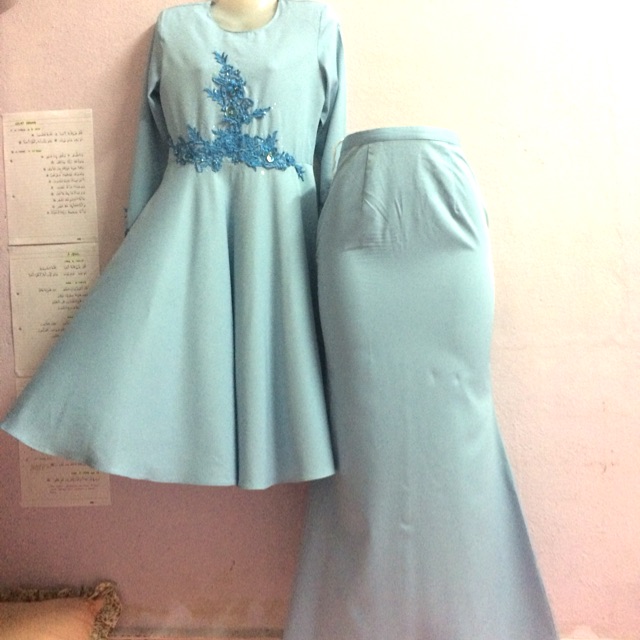 [Preloved] Baju Kurung Baby Blue ala gaun 🚧preloved | Shopee Malaysia