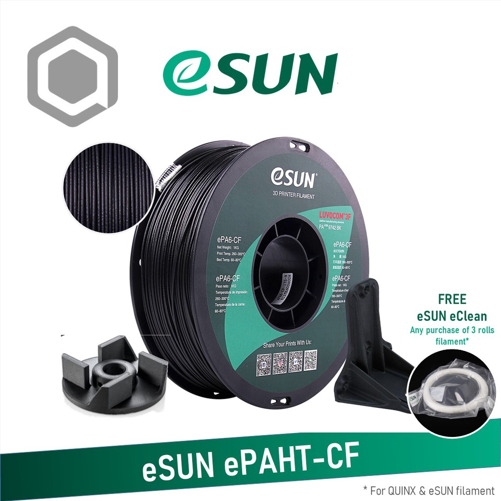 eSUN ePAHT-CF / PA6-CF Carbon Fiber Filled Nylon 3D Printer Filament ...